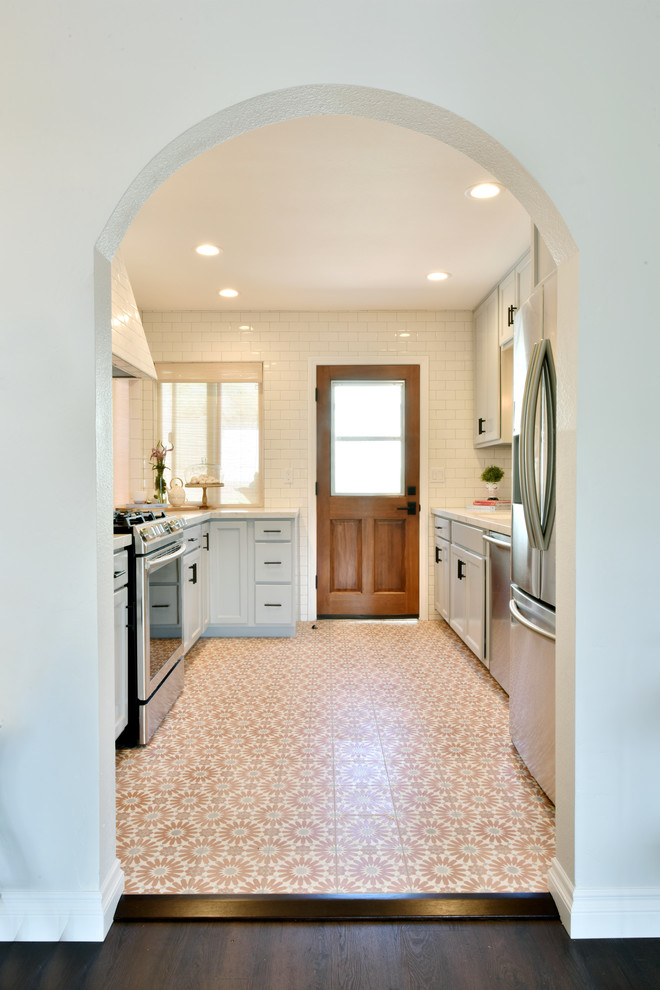 encaustic cement tile double whammy in beautiful kitchen and bathroom ...