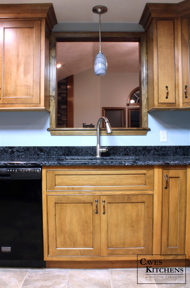 Enclosed Transitional Maple Kitchen with Black Glaze - Traditional ...