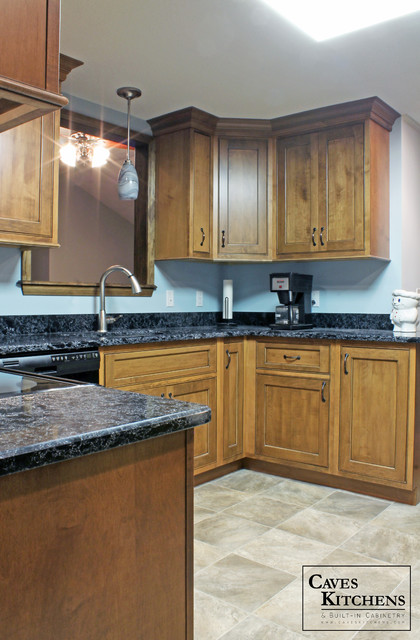 Enclosed Transitional Maple Kitchen with Black Glaze - Traditional ...