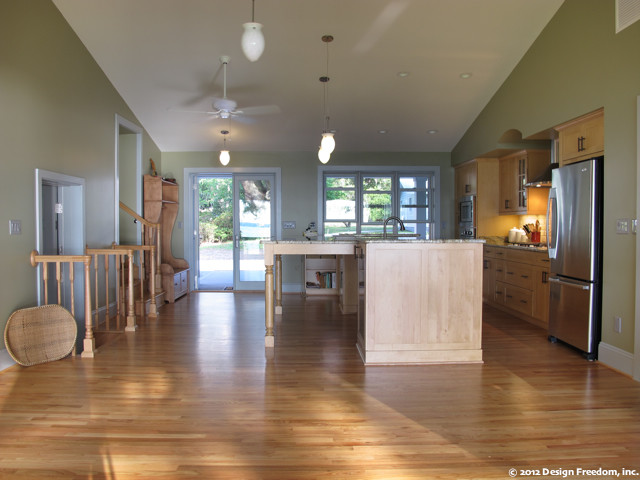 Entry and Kitchen with new raised ceiling - Traditional - Kitchen ...