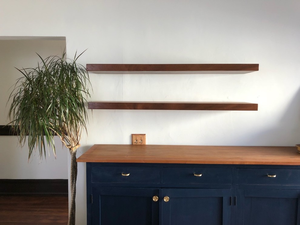 Exotic Wood Floating Shelves - Transitional - Kitchen - San Francisco ...