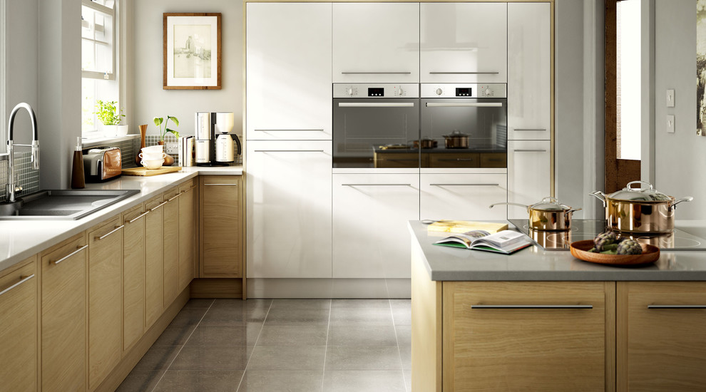 Farleigh Kitchen with High Gloss White Slab - Contemporary - Kitchen ...