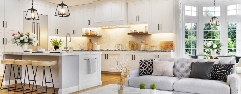 Farmhouse open Kitchen/Living room - Kitchen - New York - by Coveted ...