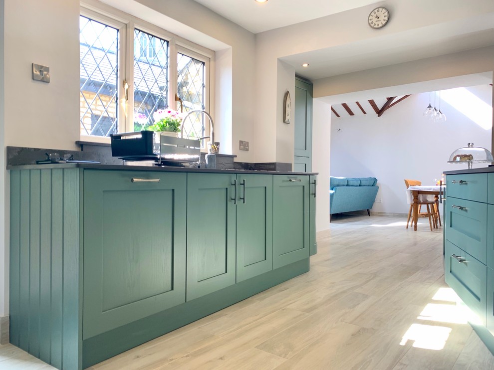 Fern green traditional shaker kitchen in a quirky period home ...
