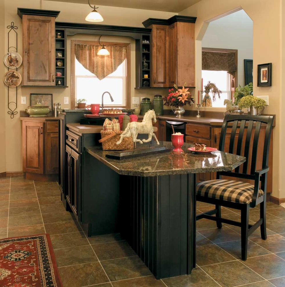 Fieldstone Cabinetry Kitchen in Rustic Alder in two colors - Kitchen ...