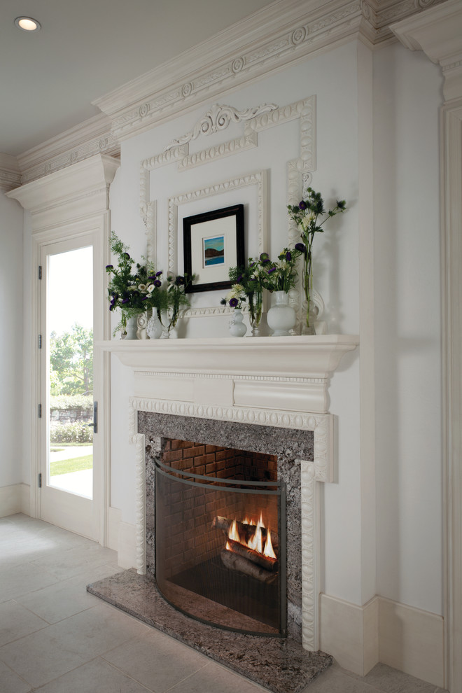 Fireplace with Heavy Crown Moulding - Modern - Kitchen - Houston - by ...