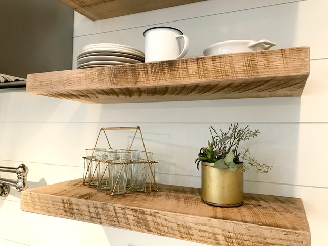 Rustic Floating Shelves French Country Kitchen