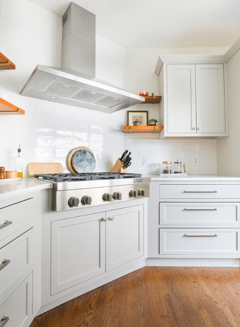 Floating Shelves Frame Stainless Hood - Transitional - Kitchen - New ...