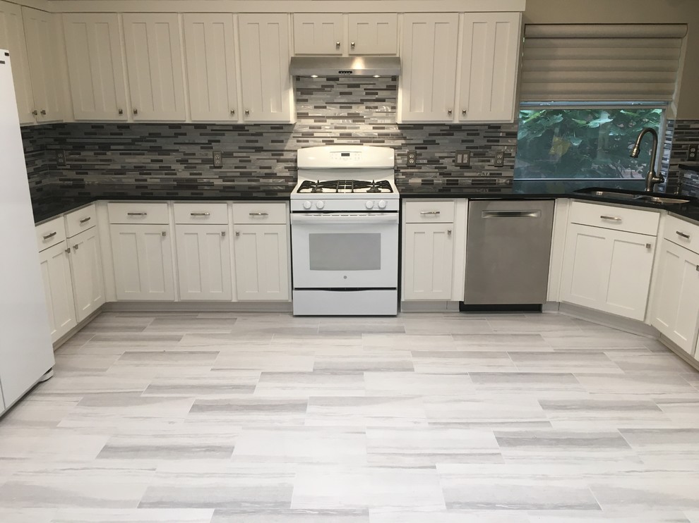 FLOOR - Kitchen 12" x 24" Gray / White Marbleized Porcelain ...
