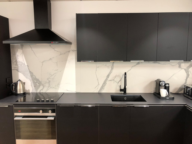 Florim Black Matt 12mm and Statuario Marble 6mm - Modern - Kitchen ...