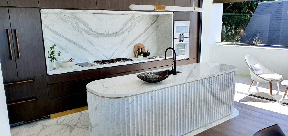 Fluted Kitchen Island Project - Darling Point - Modern - Kitchen ...