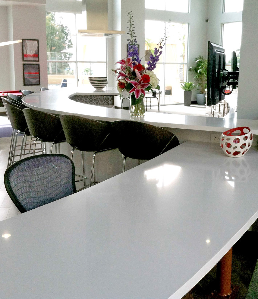 Form Quartz Slab in Snowfall Kitchen Counter - Contemporary - Kitchen ...