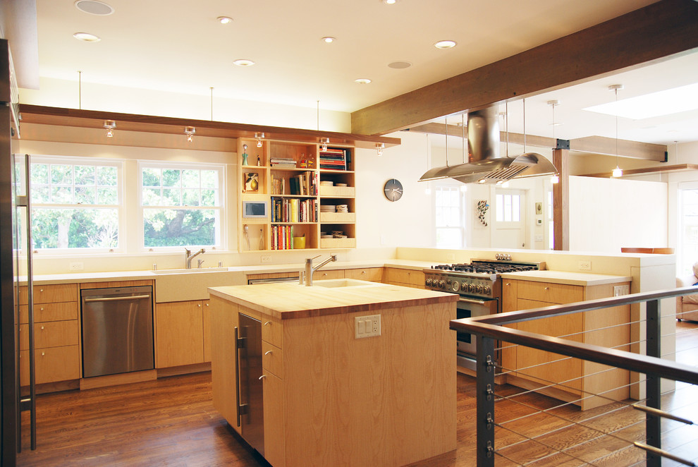 French Ash and Walnut kitchen - Contemporary - Kitchen - San Francisco ...