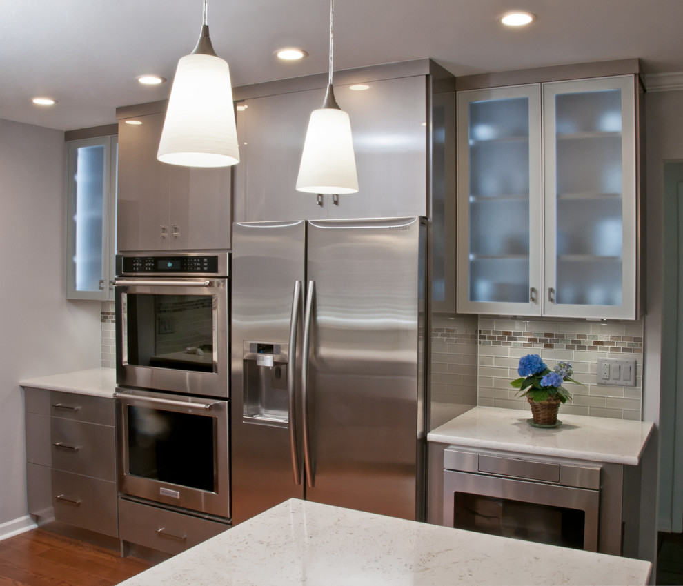 Frosted Glass Cabinets - Contemporary - Kitchen - Chicago - by Sheri's ...