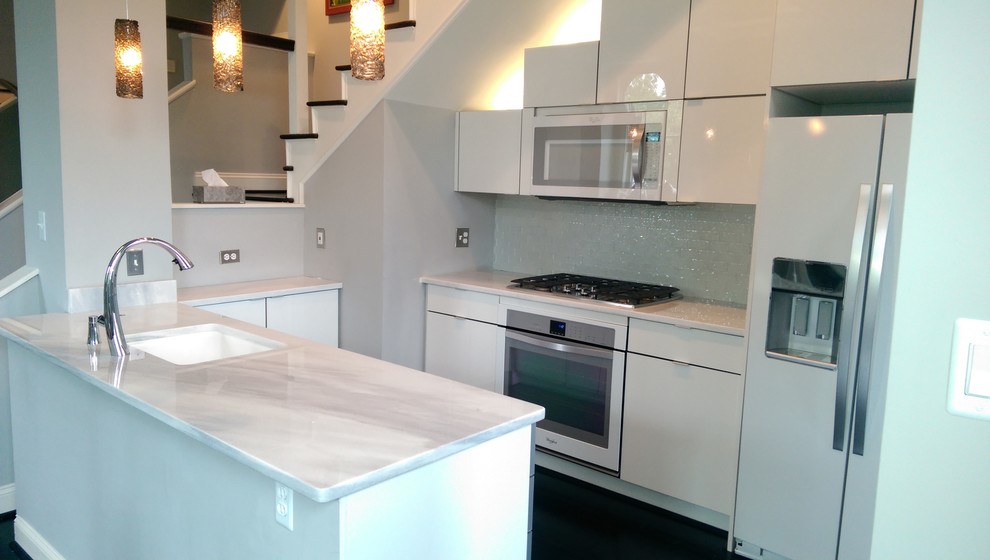 Frozen White Marble - Modern - Kitchen - DC Metro - by Granite Works ...