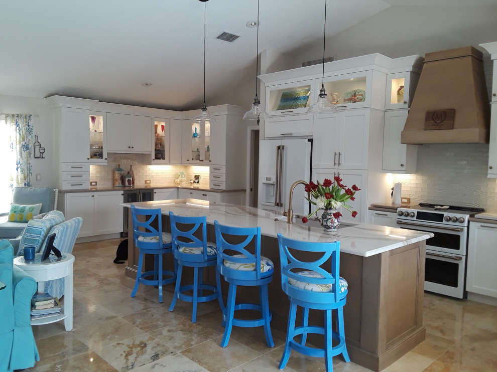 Ft. Myers Kitchen Renovation & Fireplace Design - Beach Style - Kitchen ...