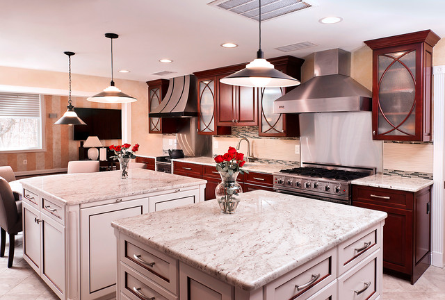 Full Custom Reface Cherry Kitchen With Contrast Islands in Phoenix, MD ...