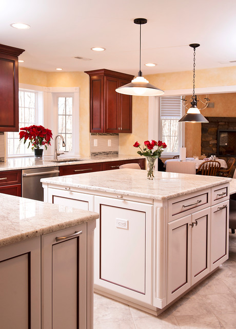 Full Custom Reface Cherry Kitchen With Contrast Islands in Phoenix, MD ...