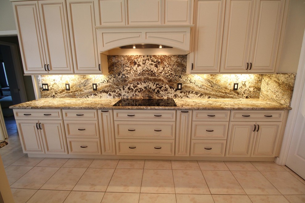 Full height back splash ivory kitchen. - Traditional - Kitchen - Miami ...
