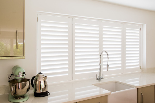 Full Height Shutters in a Modern Kitchen - Modern - Kitchen - Other ...