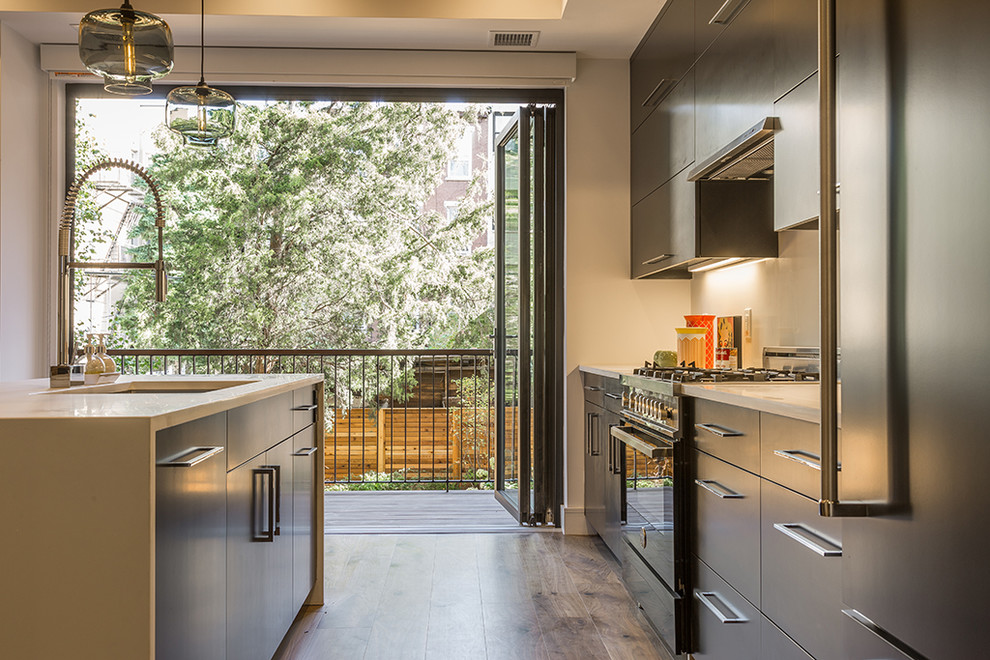 Fully Opening Glass Door - Modern - Kitchen - New York - by Dixon ...