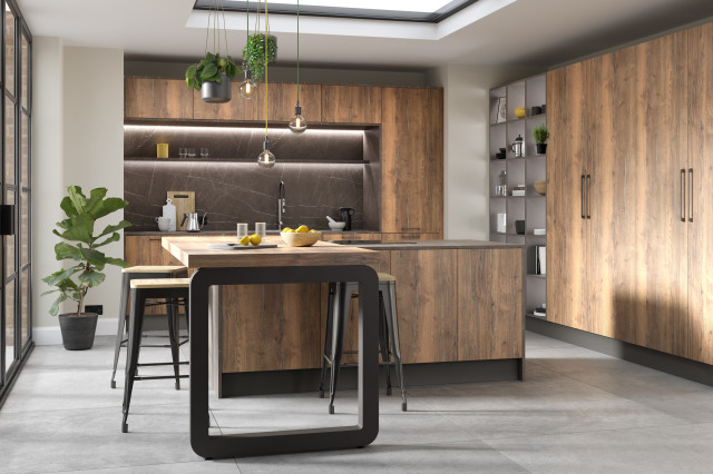 Fusion Kitchens Collection - Pewter Halifax Oak and Lava Quartz ...