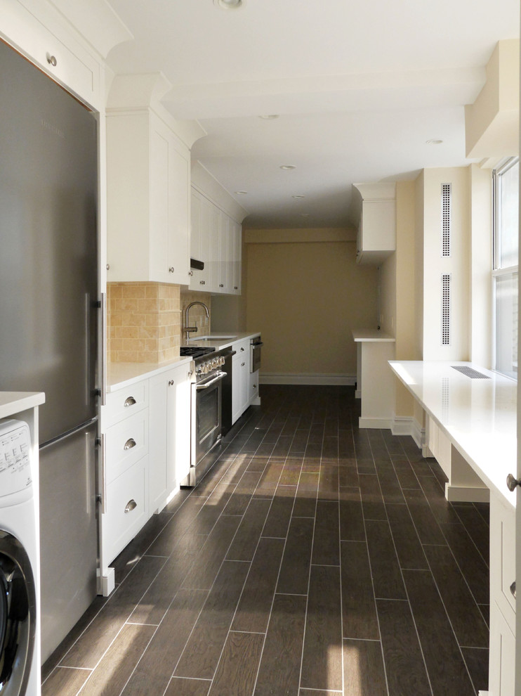 Galley Kitchen with Custom Cabinets - Transitional - Kitchen - New York ...