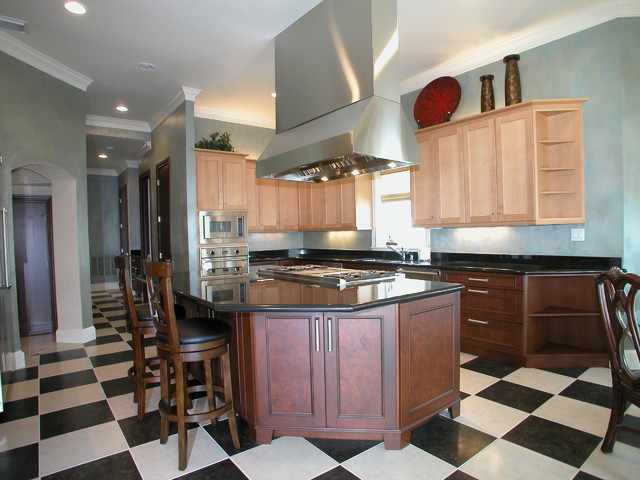 Galveston Transitional Kitchen, Bright and Dramatic with an island ...