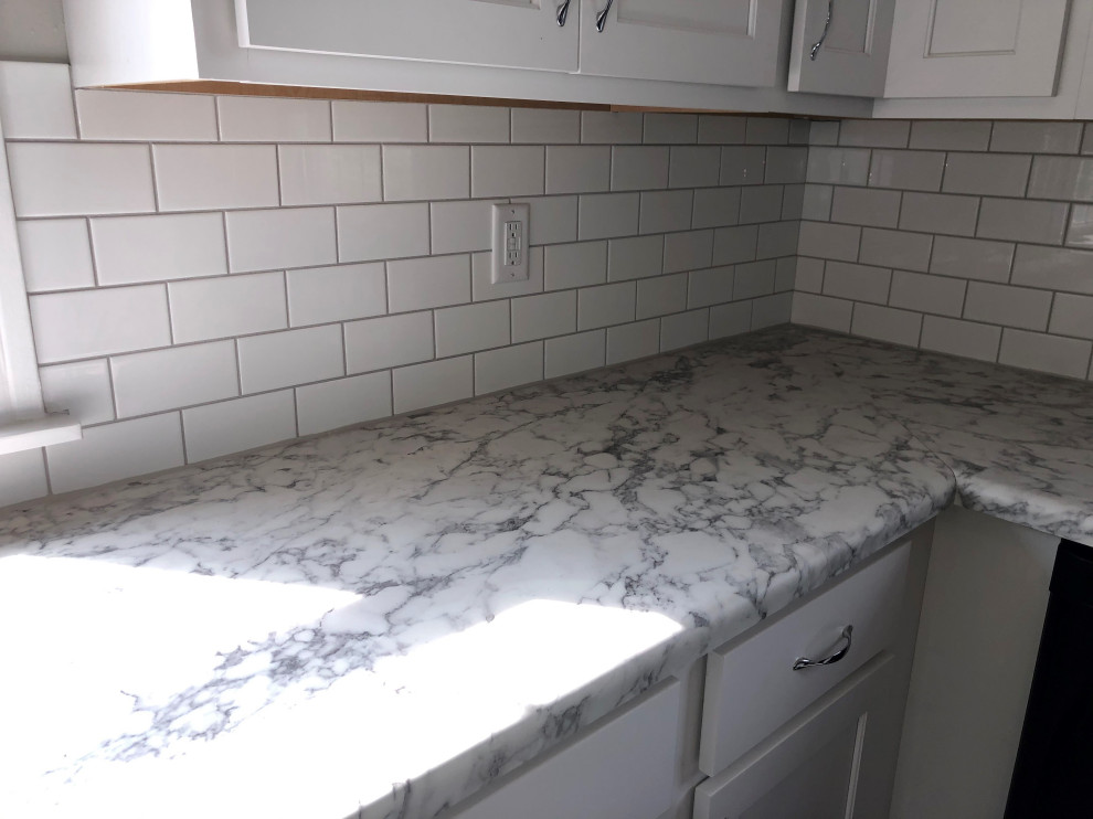 Geneseo, IL Quick House Flip-Painted White Cabinets Wilsonart Marmo ...