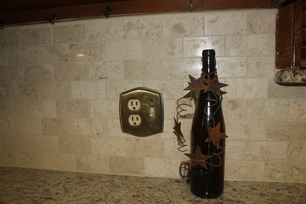 Giallo Ornamental Granite Countertop/Crema Marfil Backsplash ...