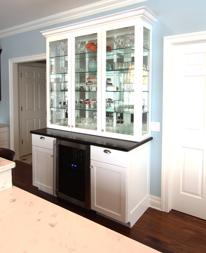 Glass Cabinet to Countertop Features Glass Shelves and Glass Ends ...