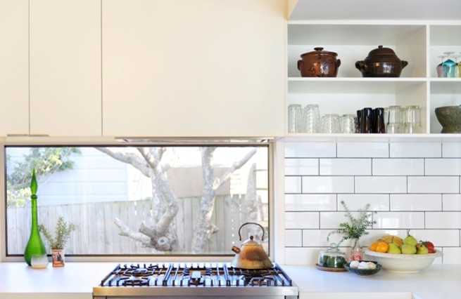 Glass window splashback - Contemporary - Kitchen - Brisbane - by ...