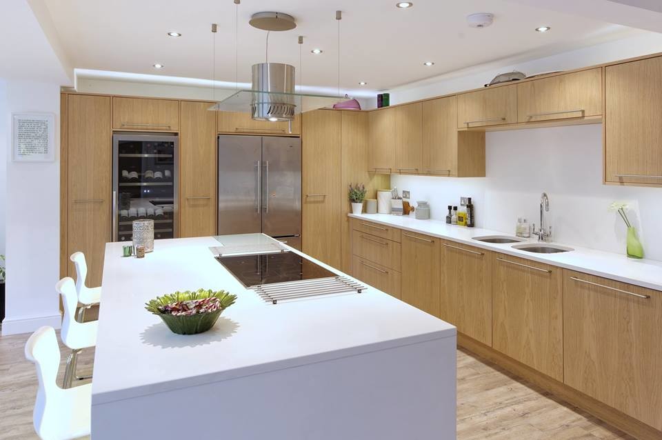 grain matched, oak veneer kitchen - Contemporary - Kitchen - Kent - by ...