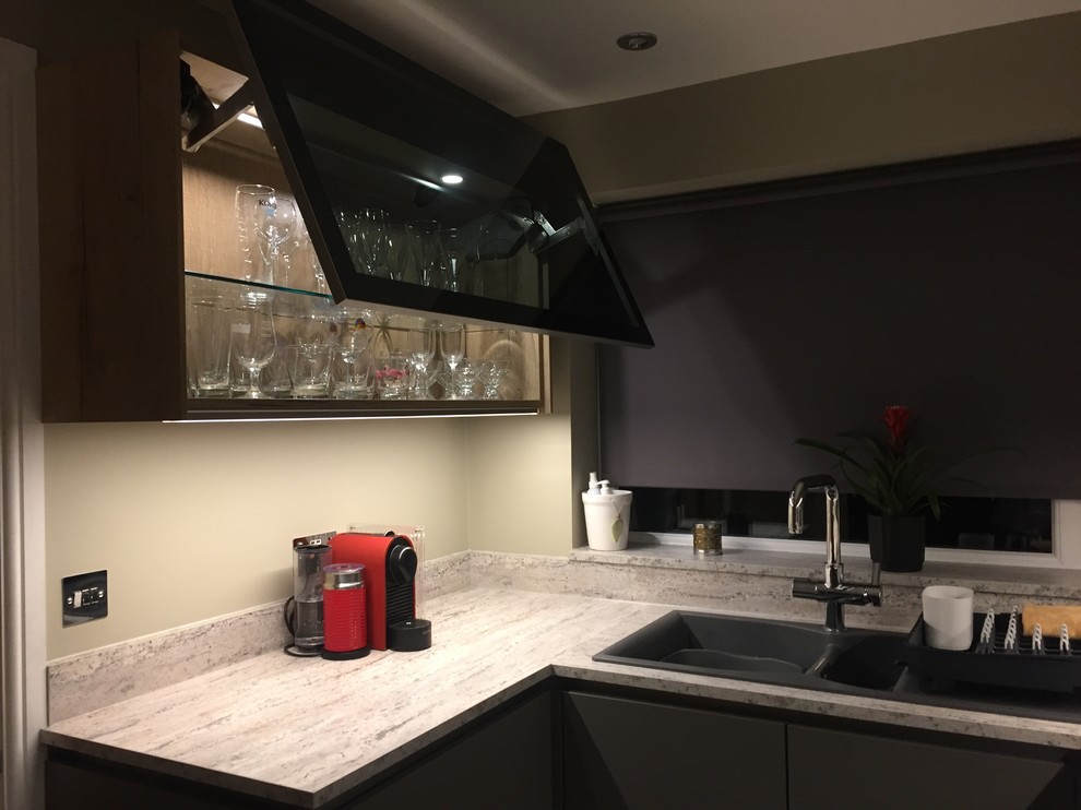 Graphite Matt Melamine and Cream Leather Effect - Contemporary ...