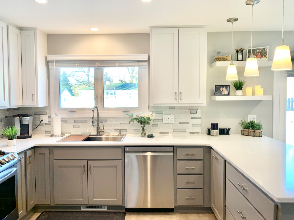 Gray and White Cabinet Kitchen Remodel in Moline - Transitional ...