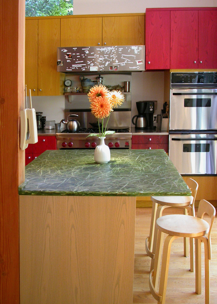 Green Grass Embedded Resin Kitchen Counter - Contemporary - Kitchen ...