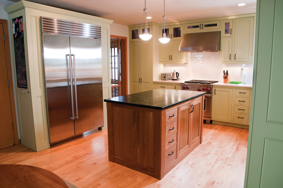 Green inset cabinet with cherry island. - Craftsman - Kitchen - Other ...