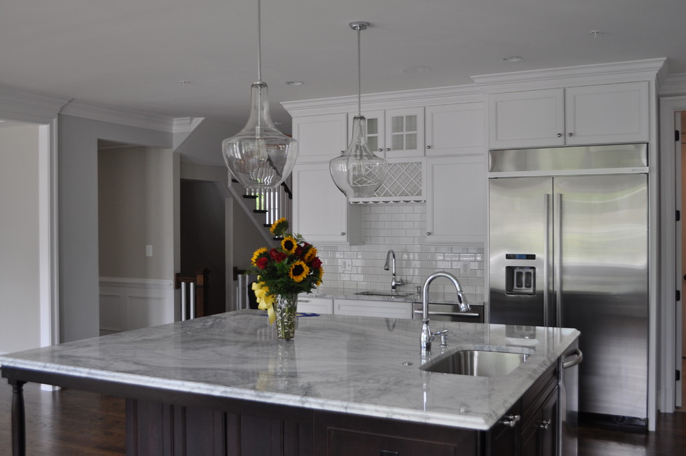 Greenberg House - Arabescato Romano Island - Traditional - Kitchen - DC ...