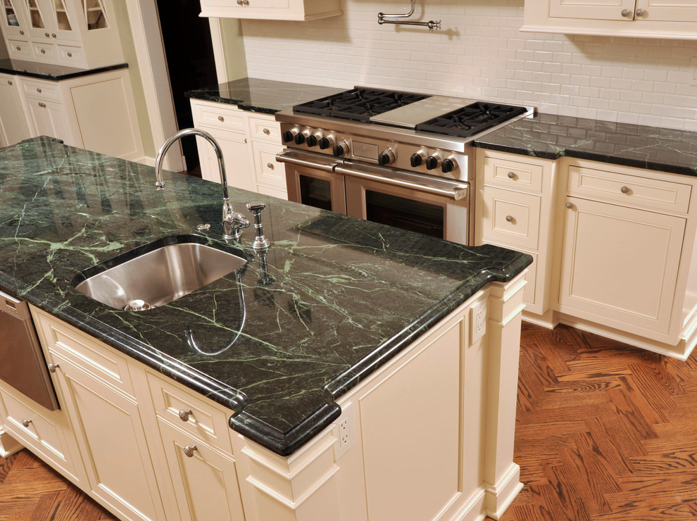 Greenwich Kitchen - Green Serpentine Polished Countertops - Traditional ...