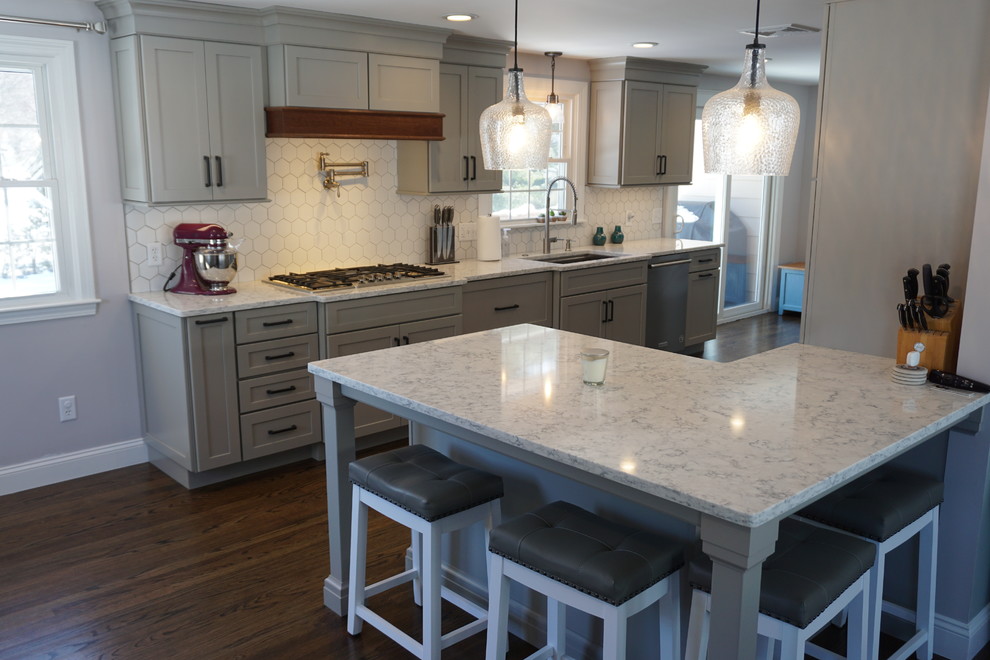 Grey Stained Shaker Kitchen - Transitional - Kitchen - Providence - by ...