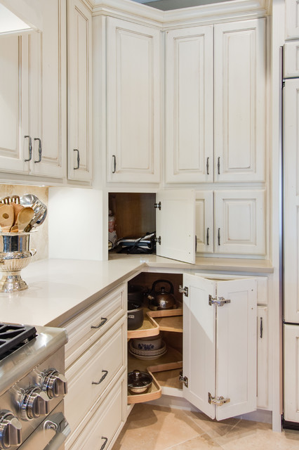 Corner appliance cabinet store
