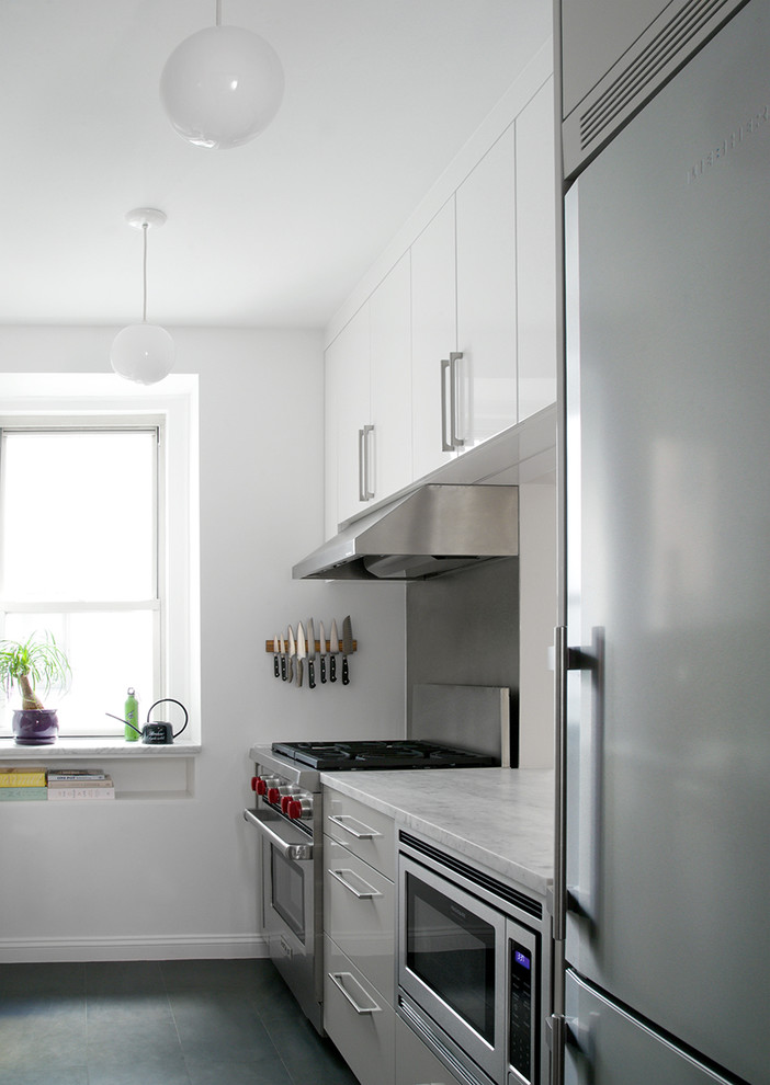 High gloss modern kitchen in a landmark Brooklyn Heights building ...
