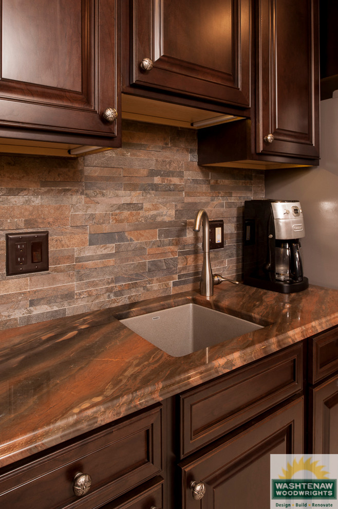 Holiday Kitchens Cherry Cabinets, Copper Dune Quartzite counters ...