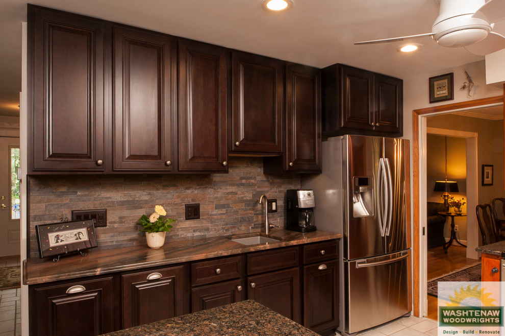 Holiday Kitchens Cherry Cabinets, Copper Dune Quartzite counters ...