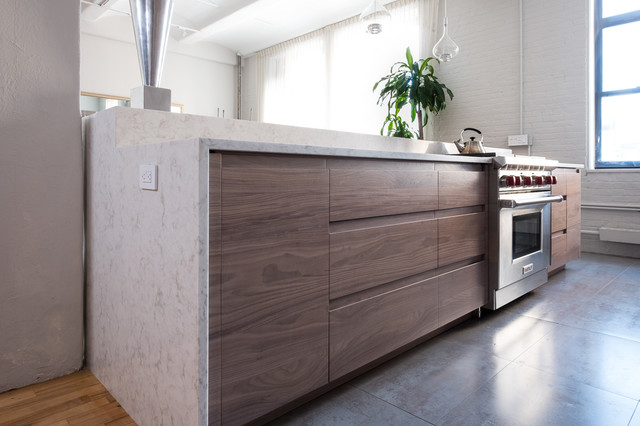Horizontal Grain Walnut Kitchen - Contemporary - Kitchen - New York ...