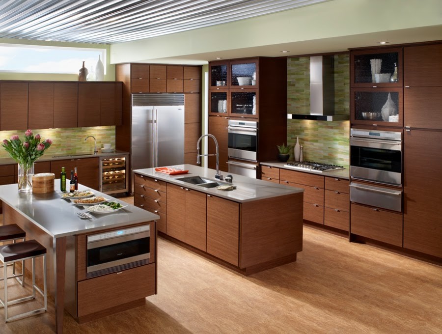 Horizontal wood grain Kitchen Cabinets - Contemporary - Kitchen ...