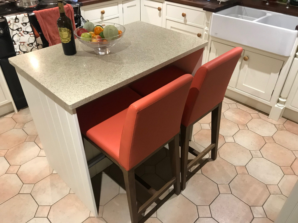 Ilenia Bar Stools, Terracotta Leather Upholstery, Walnut Stain Ashwood ...