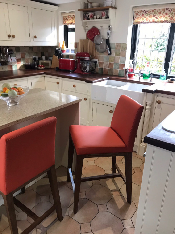 Ilenia Bar Stools, Terracotta Leather Upholstery, Walnut Stain Ashwood ...
