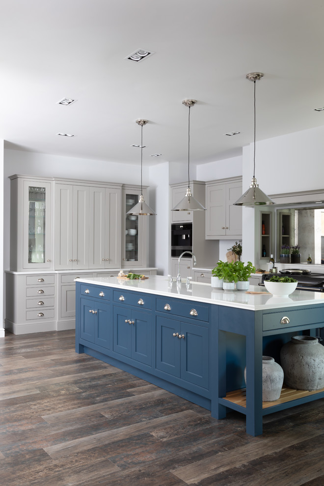 In Frame Painted Shaker Kitchen in Dusk Blue and Light Grey ...