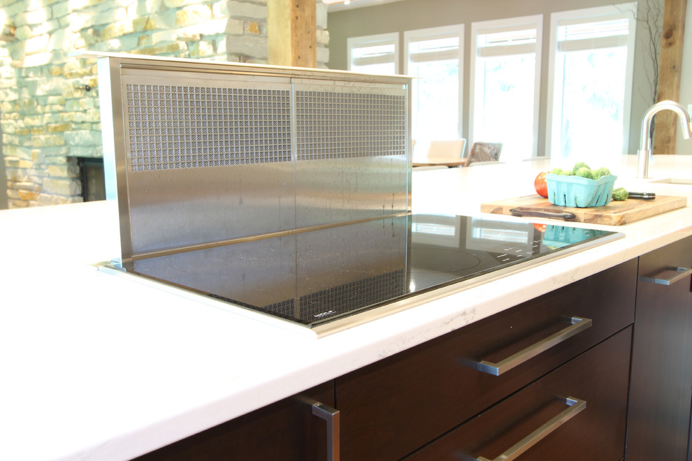 Induction Cooktop with Down Draft Ventilation in Island - Transitional ...